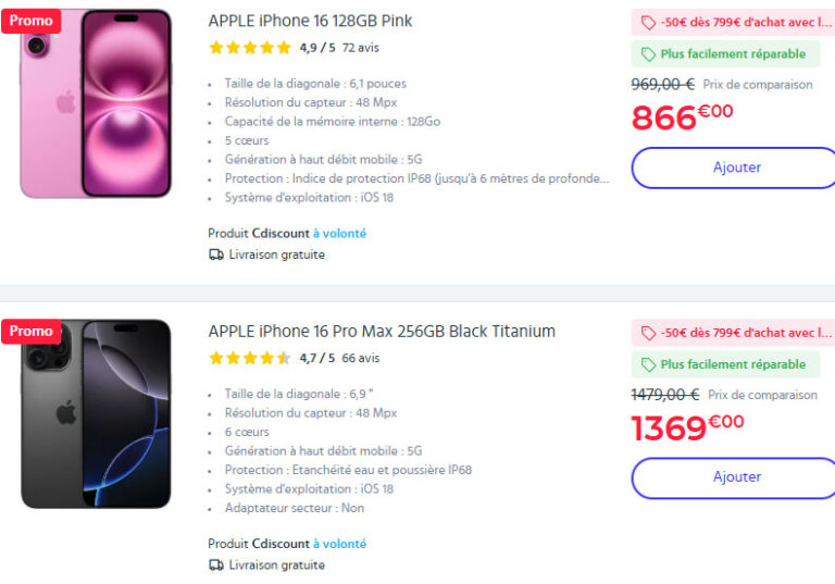 Bon Plan obtenez 50€ de remise sur les iPhone sur CDiscount