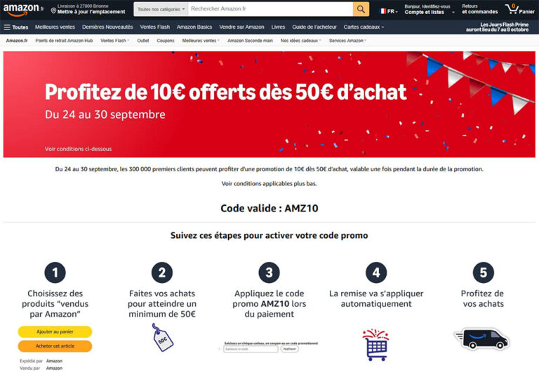 French Days : Amazon.fr offre 10€ de remise sur vos achats